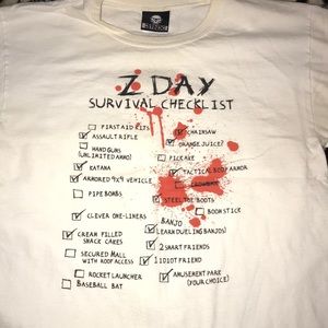 Jinx | Shirts | Jinx Z Day Survival Checklist White Tee Medium | Poshmark